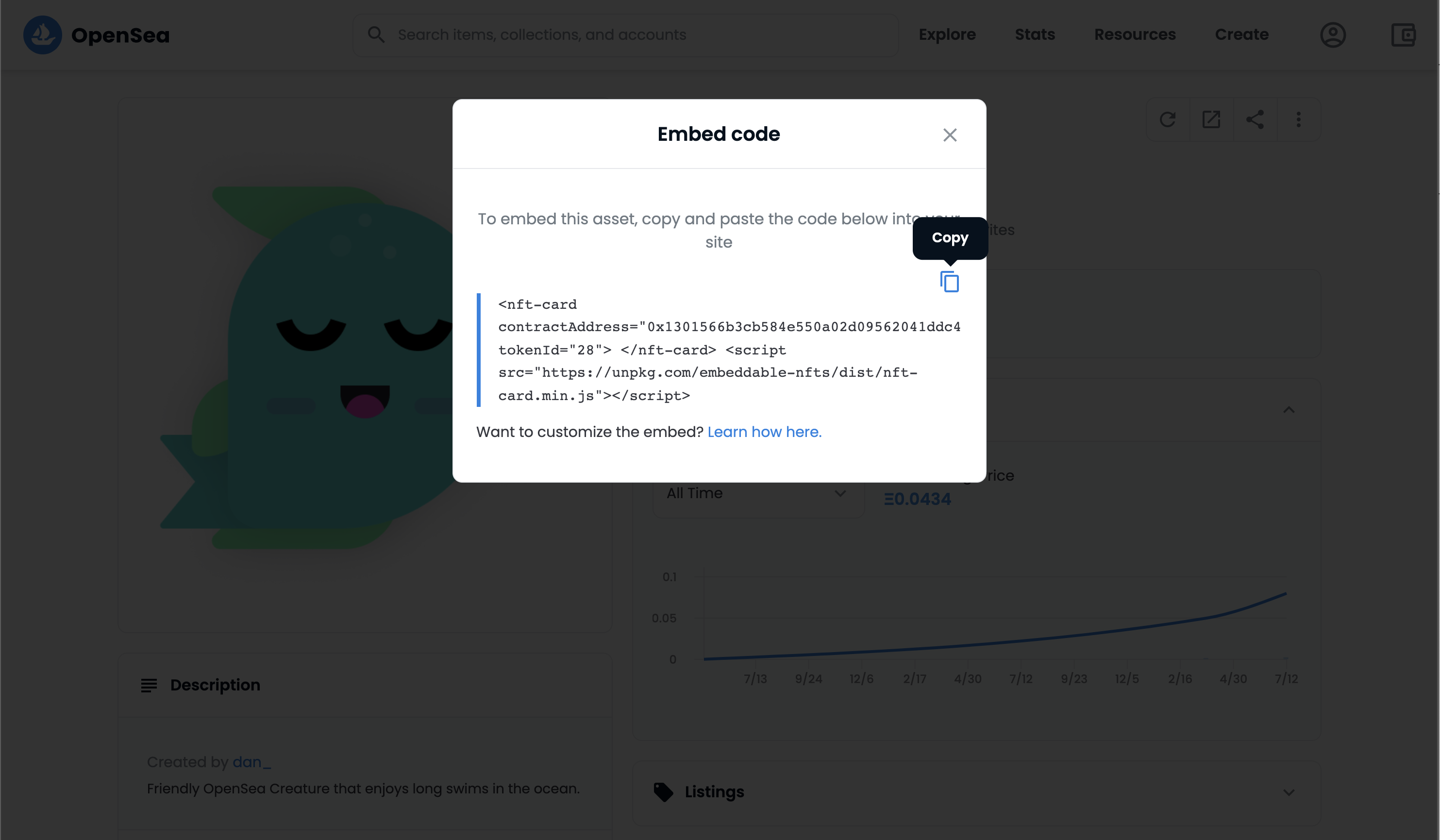 How to embed an nft from opensea on your landinge page